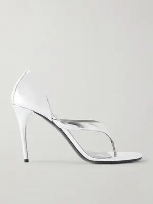 Alaïa Metallic Leather 90mm Thong Sandals - Silver