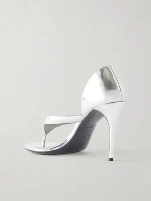 Alaïa Metallic Leather 90mm Thong Sandals - Silver