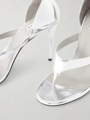 Alaïa Metallic Leather 90mm Thong Sandals - Silver