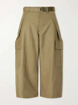 Sacai Cotton Wide-leg Cargo Pants - Beige