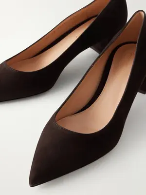 GIANVITO ROSSI Piper 45 Suede Block Heel Pumps