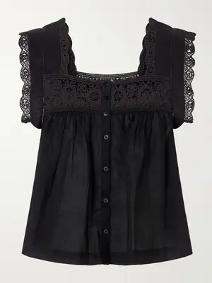 Citizens Of Humanity Mia Embroidered Ramie Blouse - Black