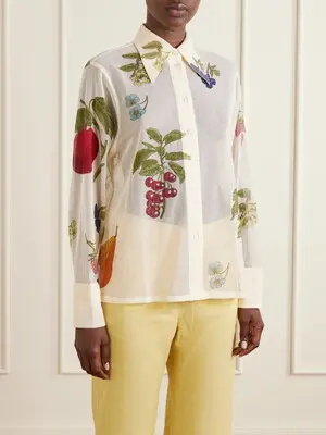 Alix Of Bohemia Dana Nine Fruit' Printed Cotton-mesh Shirt
