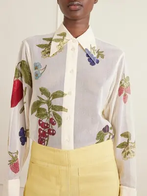 Alix Of Bohemia Dana Nine Fruit' Printed Cotton-mesh Shirt