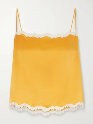 DÔEN Loure Lace-trimmed Silk-satin Top - Orange