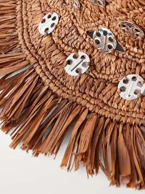 Rabanne Autres Embellished Fringed Raffia Hat
