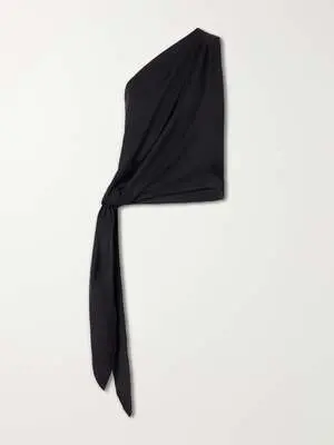 ABADIA Ayla One-shoulder Wool-blend Blouse - Black