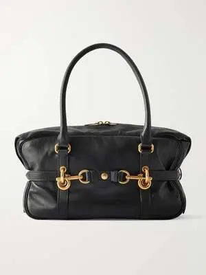 Burberry Embellished Leather Shoulder Bag - Black