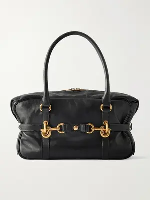 Burberry Embellished Leather Shoulder Bag - Black