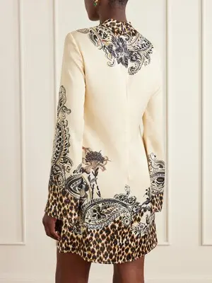Etro Printed Satin High Neck Mini Dress