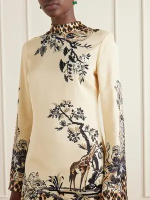 Etro Printed Satin High Neck Mini Dress