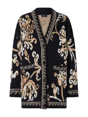 Etro Jacquard-knit Wool Cardigan - Black
