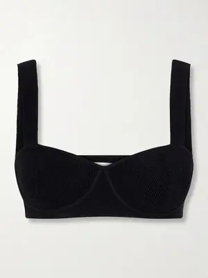 Galvan Nyx Ribbed Cropped Top - Black