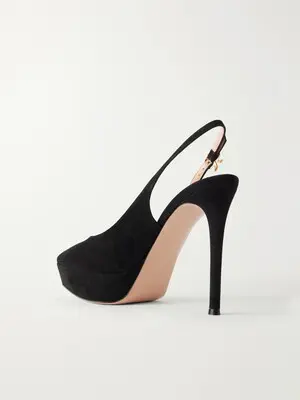 GIANVITO ROSSI Dasha Sling 85 Suede Platform Slingback Pumps - Black