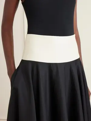 ABADIA Pleated Cotton-poplin Midi Skirt