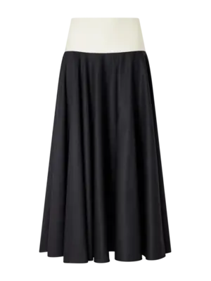 ABADIA Pleated Cotton-poplin Midi Skirt - Black