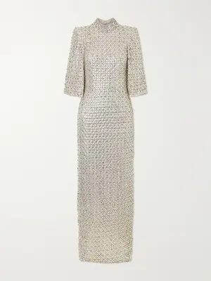 Jenny Packham Sedona Crystal-embellished Sequined Tulle Gown