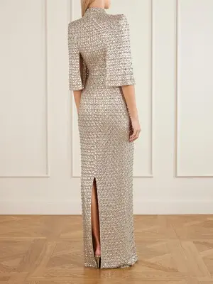 Jenny Packham Sedona Crystal-embellished Sequined Tulle Gown