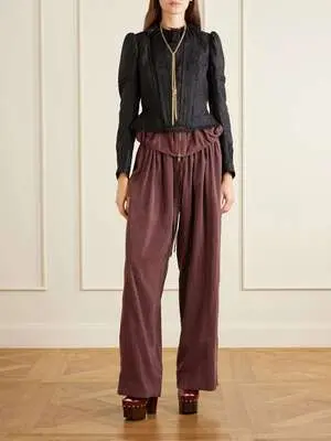 Chloé Ruffled Lace-trimmed Floral-jacquard Jacket