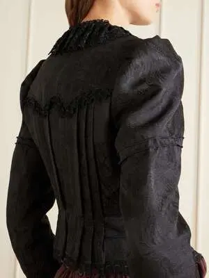 Chloé Ruffled Lace-trimmed Floral-jacquard Jacket