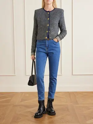 Balmain Metallic-trimmed Tweed Cardigan