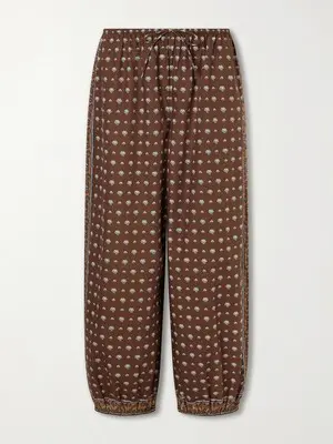 DÔEN Yarrow Printed Cotton Balloon Pants - Brown