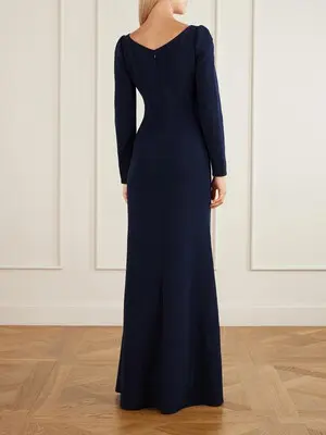 Jenny Packham Avana Embellished Crepe Gown - Blue