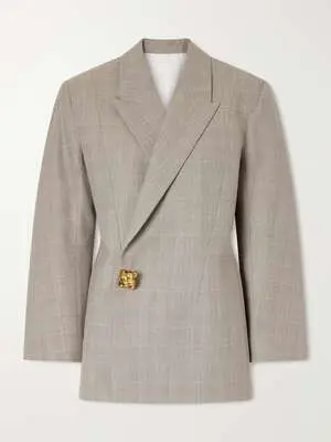 Bottega Veneta Prince Of Wales Wool Blazer - Gray
