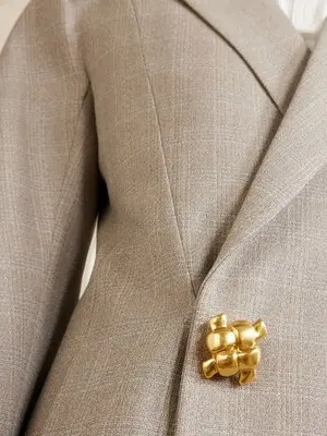 Bottega Veneta Prince Of Wales Wool Blazer With Knot Detail
