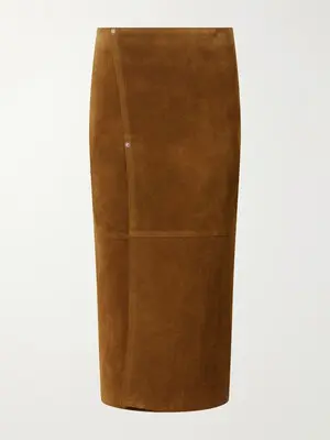 Studio Nicholson Melete Suede Midi Skirt - Yellow