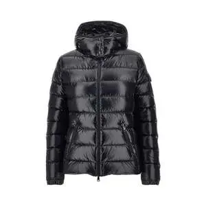 Moncler Padded Down Jacket With Logo Patch - Black