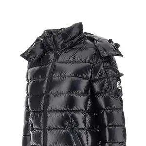 Moncler Padded Nylon Down Jacket With Logo Patch - Black