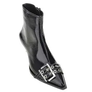 GANNI Faux Patent Leather Pointed Toe Boots