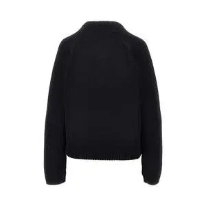 TOTEME Organic Cotton Knitting Cardigan With Hammered Metal Buttons - Black