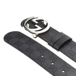 Gucci Gg Supreme Canvas And Leather Reversible Belt With Interlocking G Buckle