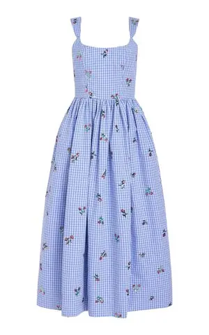 MARKARIAN Nara Sequined Cotton Midi Dress - Blue