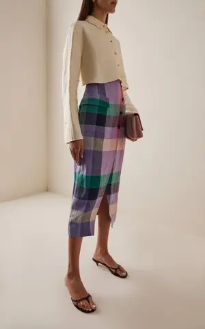 Lela Rose Asymmetrical Linen Skirt