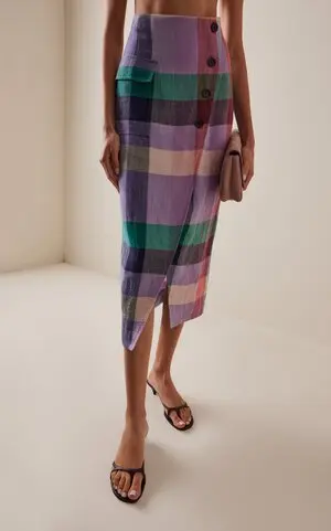 Lela Rose Asymmetrical Linen Skirt