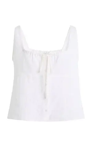 DEIJI STUDIOS Sleeveless Linen Tie Top - White