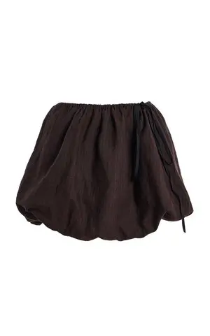 DEIJI STUDIOS Bubble Silhouette Linen Top - Brown