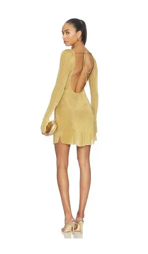 GUIZIO Estelle Backless Mini Dress In Metallic - Gold