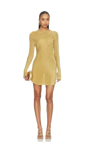 GUIZIO Estelle Backless Metallic Mini Dress - Gold