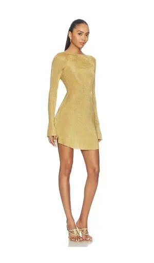 GUIZIO Estelle Backless Metallic Mini Dress - Gold