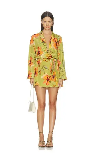 Rococo Sand Mini Dress With Detachable Belt - Olive