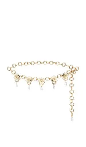 Lele Sadoughi Metallic Chain Belt - Gold