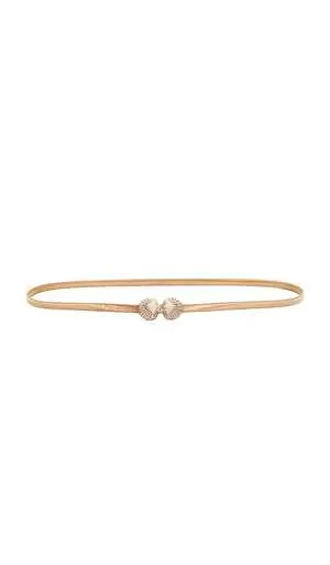 Lele Sadoughi Metallic Stretch Chain Belt With Shell Clasp - Gold
