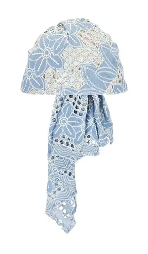 Lele Sadoughi Sophia Eyelet Scarf Cap In Blue - High Tide