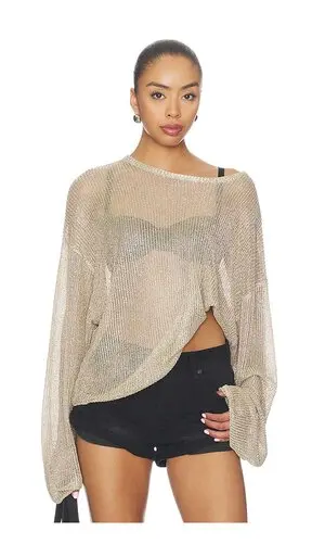 Lioness Bloom Long Sleeve Top In Metallic - Gold