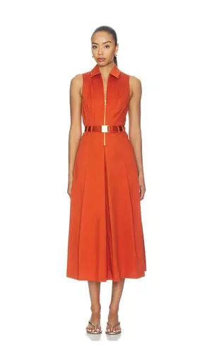 L'Agence Kolton Midi Dress In Orange - Sienna