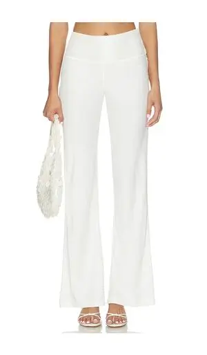 ASTA RESORT Iris Hand Beaded Pant In Ivory